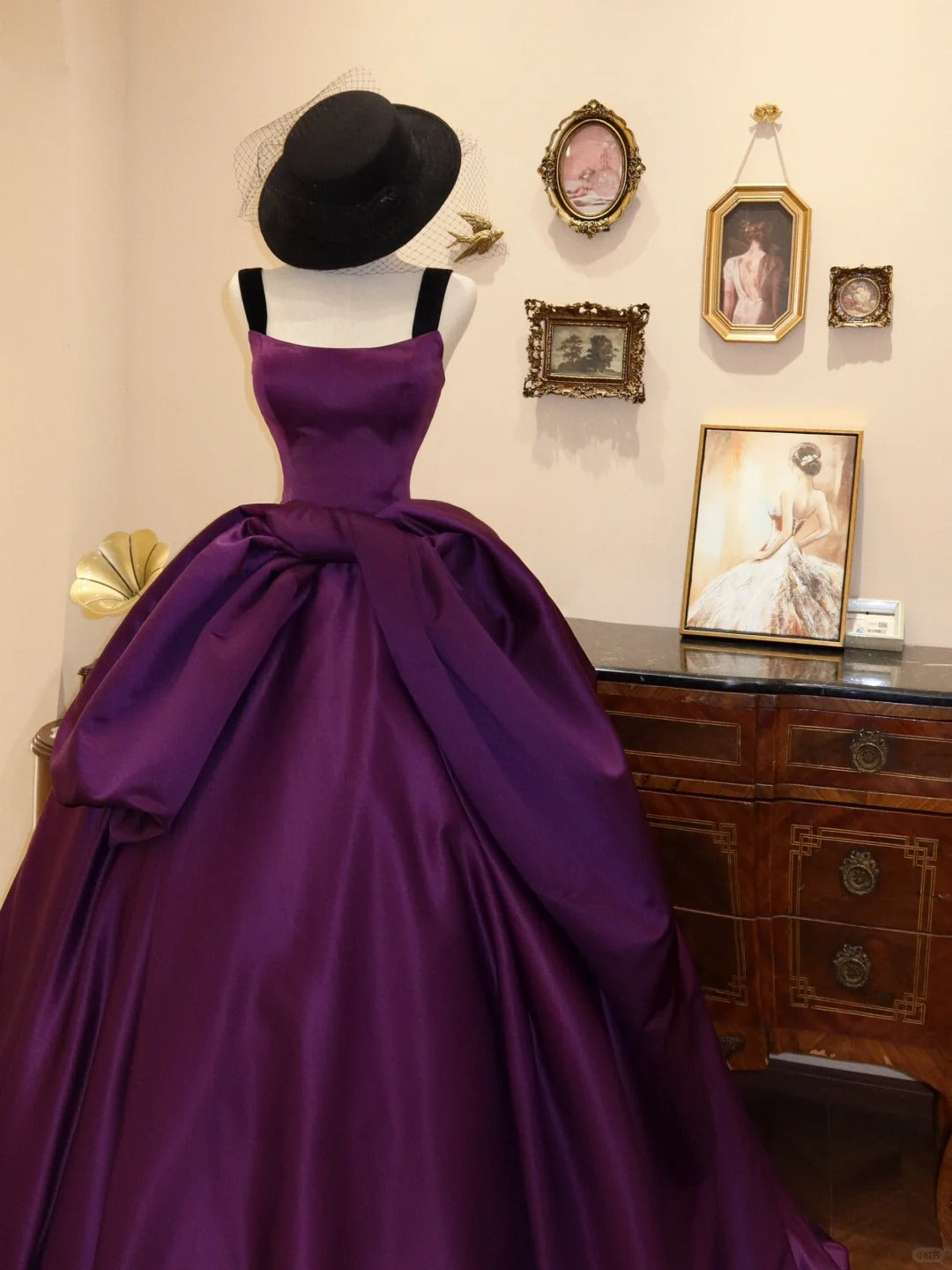 Purple Fashion Elegant Long Satin Ball Gown Evening Dress Prom Dress g ...