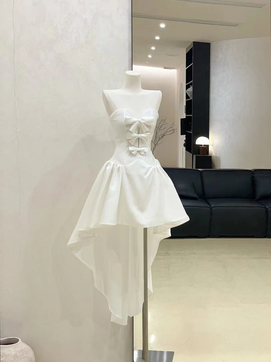 White beautiful princess homecoming dress short chiffon ball gown even ...