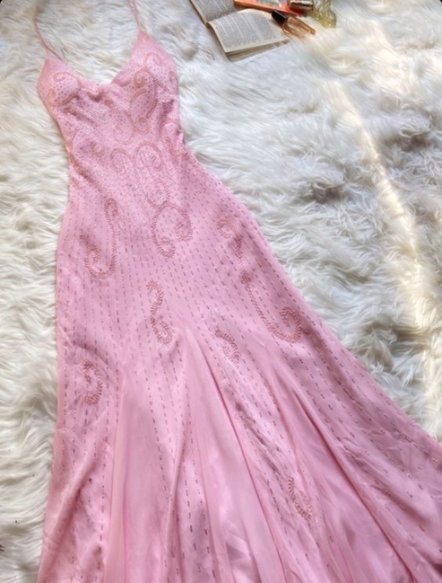 Pink Spaghetti Strap A-Line Dress gh2927 – girlhomeshops