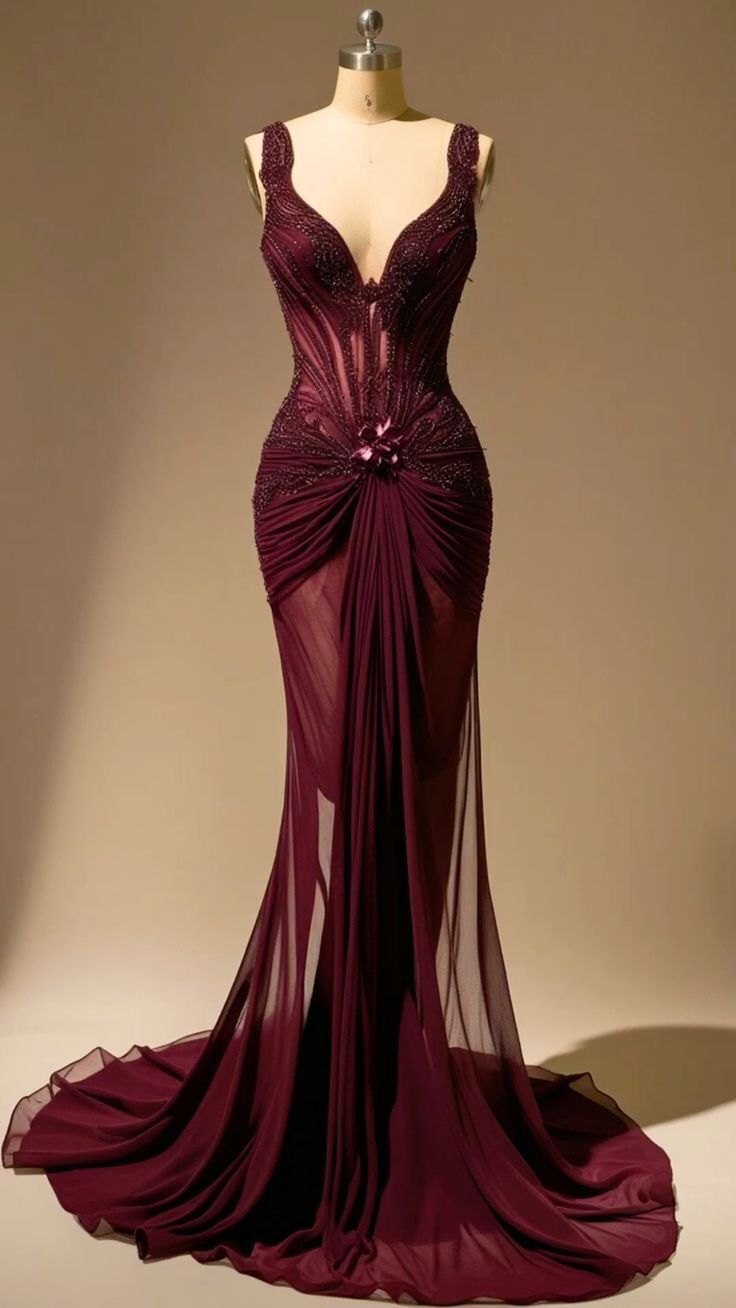 Girlhomeshops- exquisite beaded sexy long tulle tight prom dress eveni ...