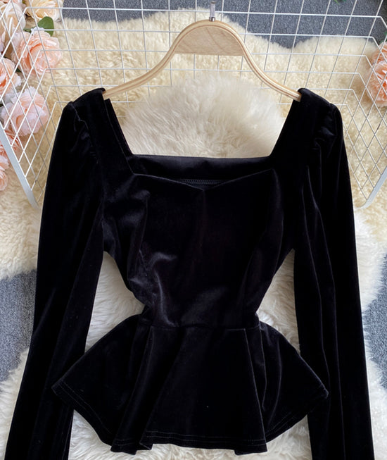 Simple velvet long sleeve tops 352 – girlhomeshops