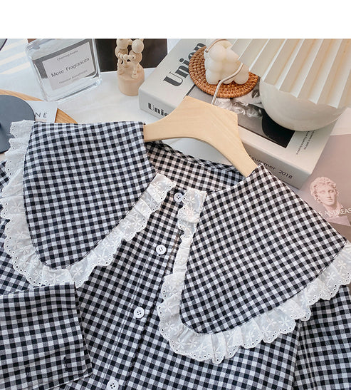 Lace Baby collar design shirt long sleeve top 6369 – girlhomeshops