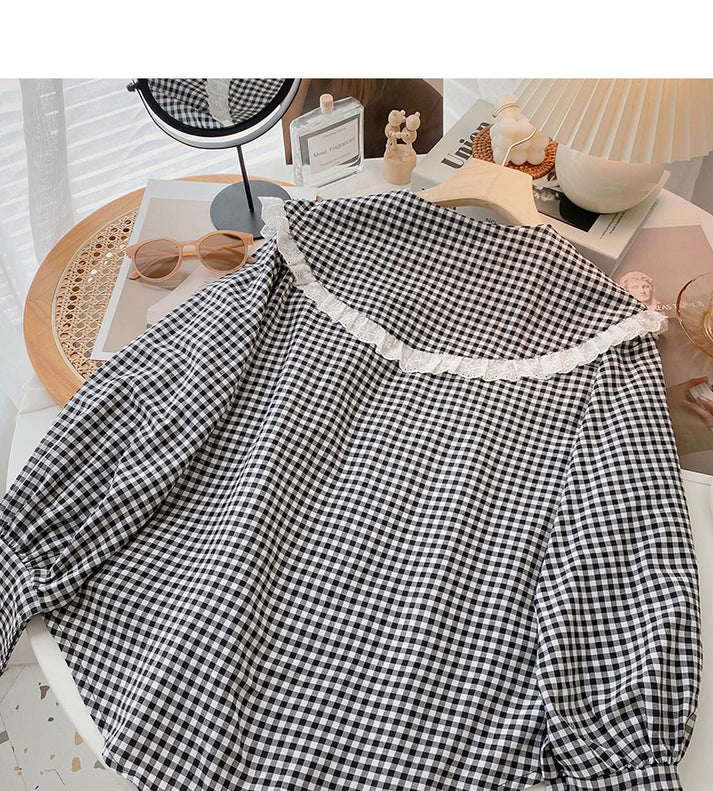 Lace Baby collar design shirt long sleeve top 6369 – girlhomeshops